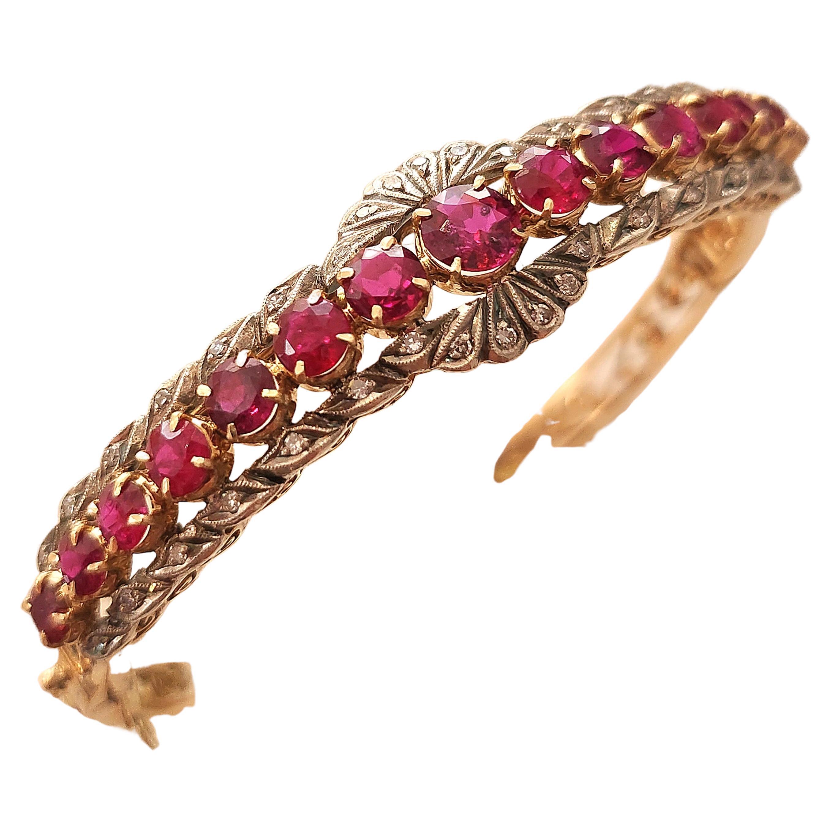 Antique Ruby And Diamond Bracelet For Sale at 1stDibs