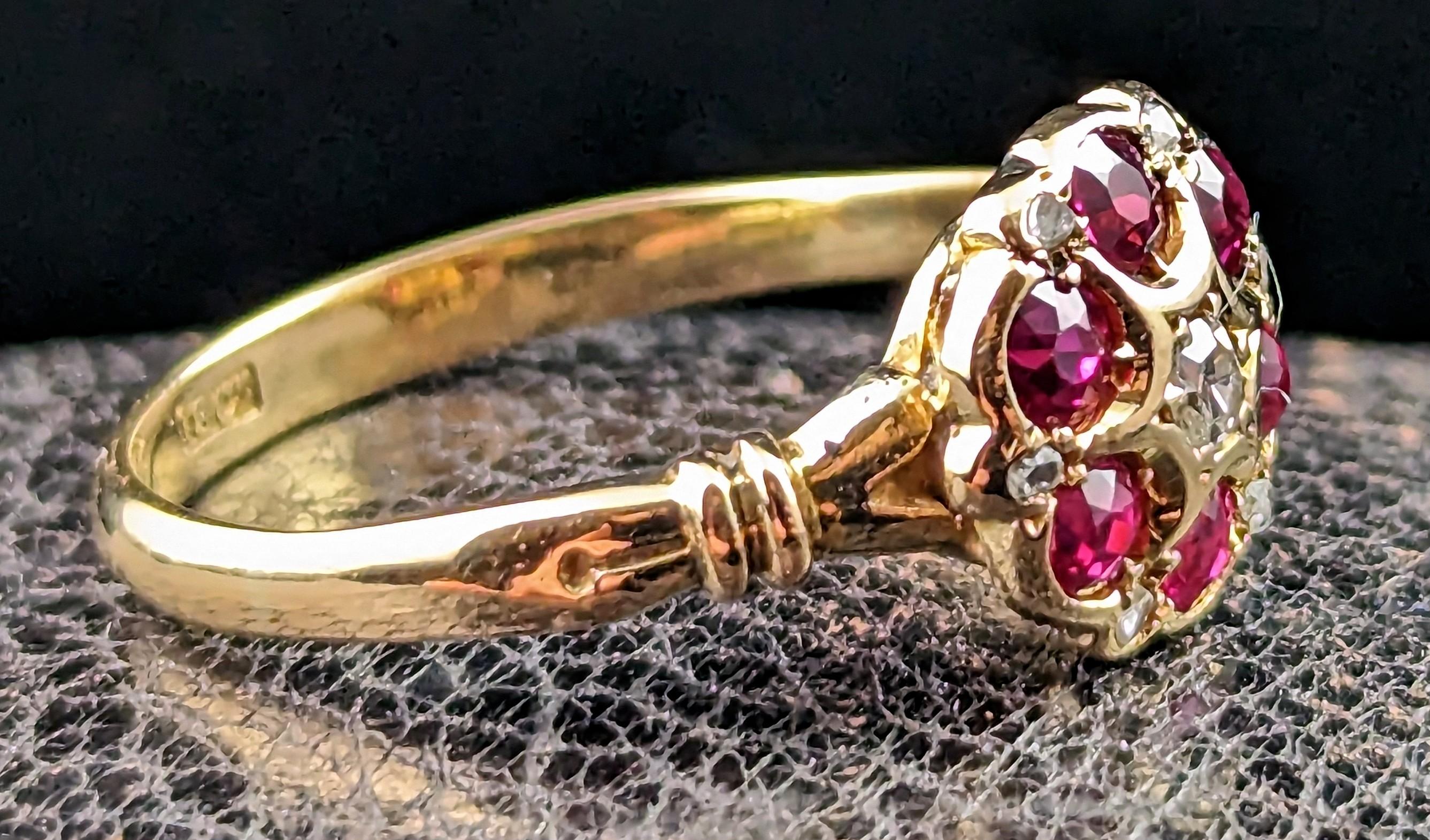 Antique Ruby and Diamond cluster ring, 18k yellow gold, Art Deco at ...