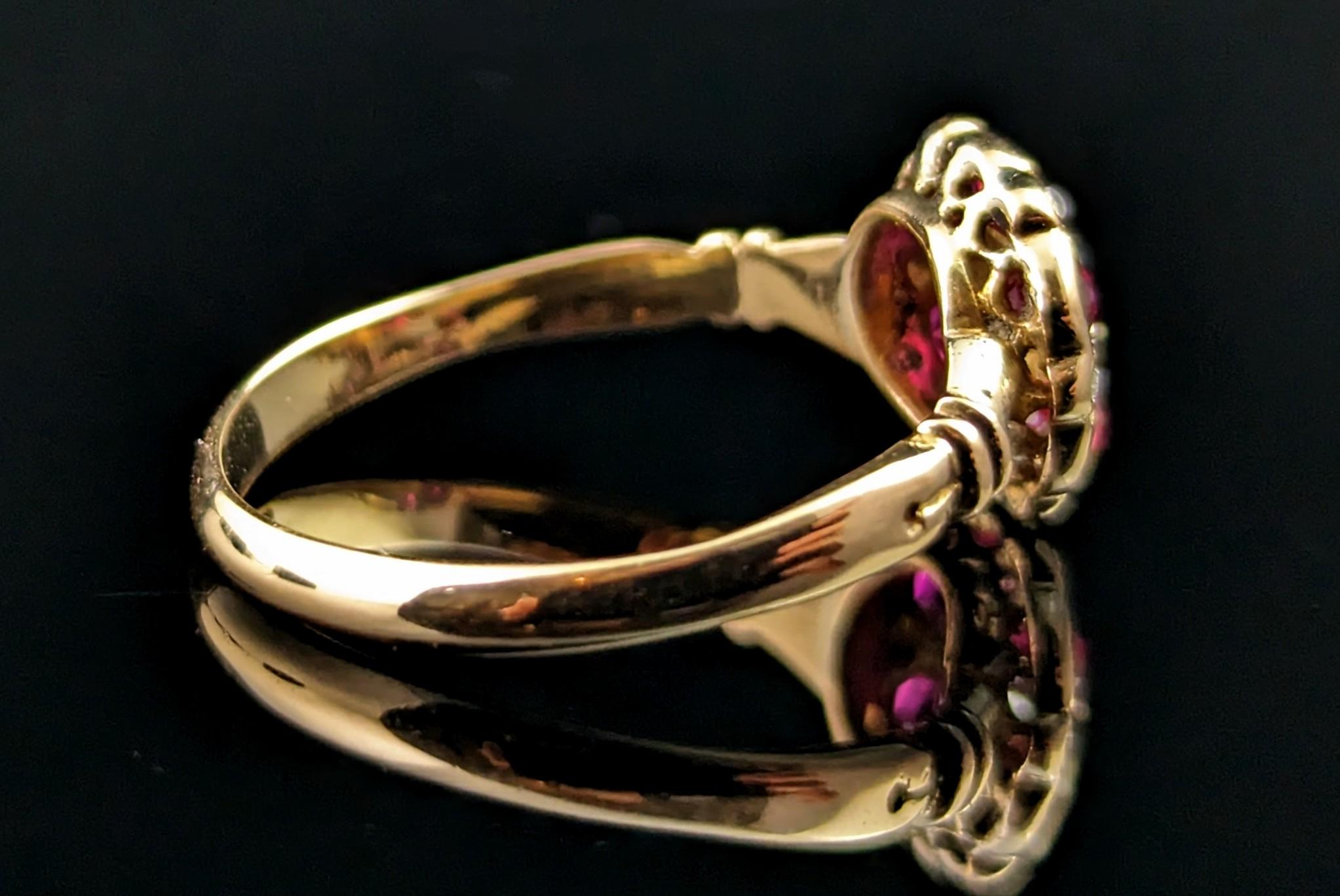 Antique Ruby and Diamond cluster ring, 18k yellow gold, Art Deco at ...