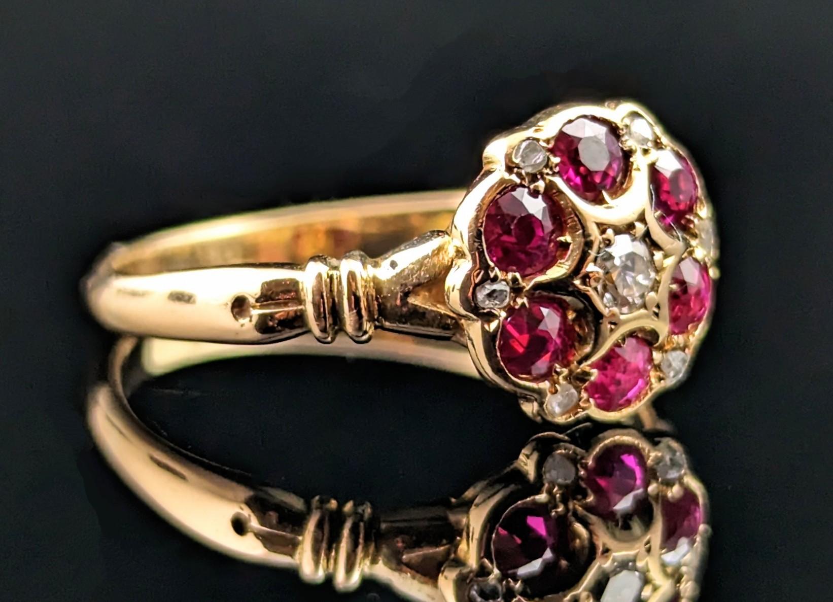Antique Ruby and Diamond cluster ring, 18k yellow gold, Art Deco at ...