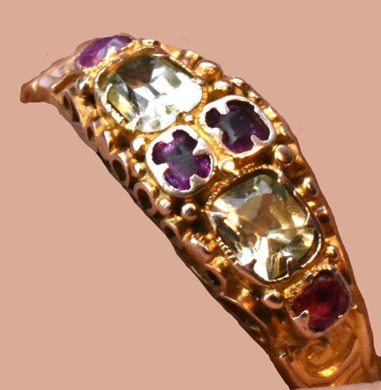 Antique Ruby and Chrysoberyl 15K Gold Ring at 1stDibs