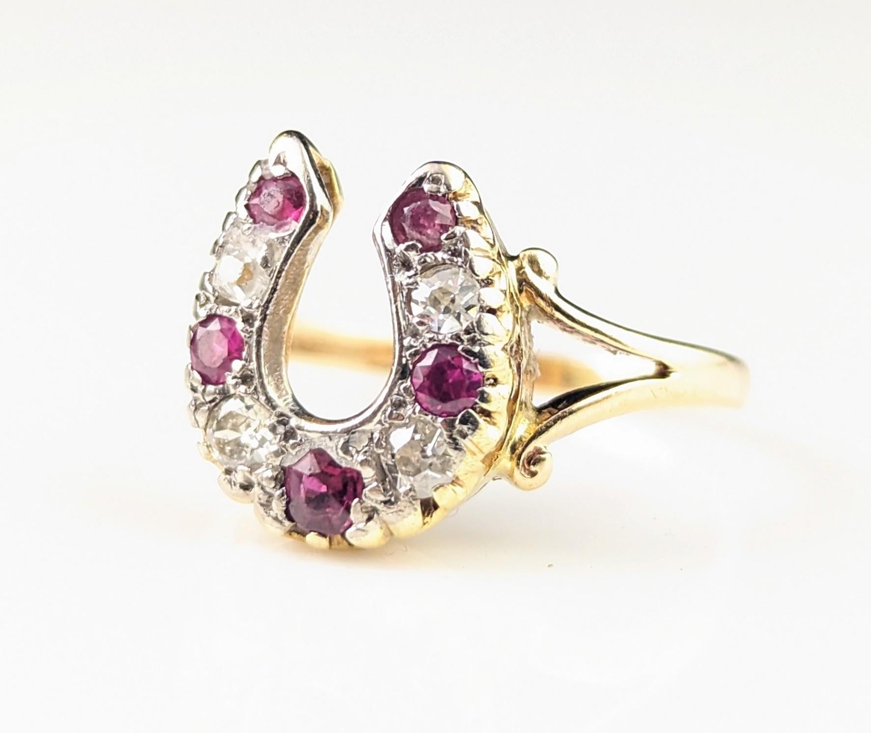 Antique Ruby and Diamond horseshoe ring, 18k yellow gold For Sale at ...
