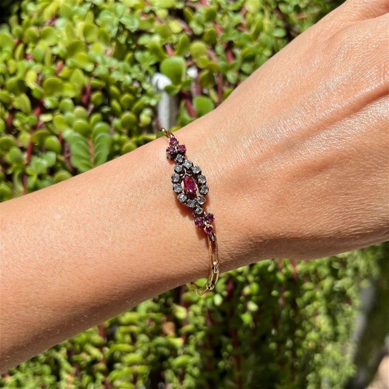 Antique Ruby and Diamond Vintage Gold Bracelet For Sale at 1stDibs