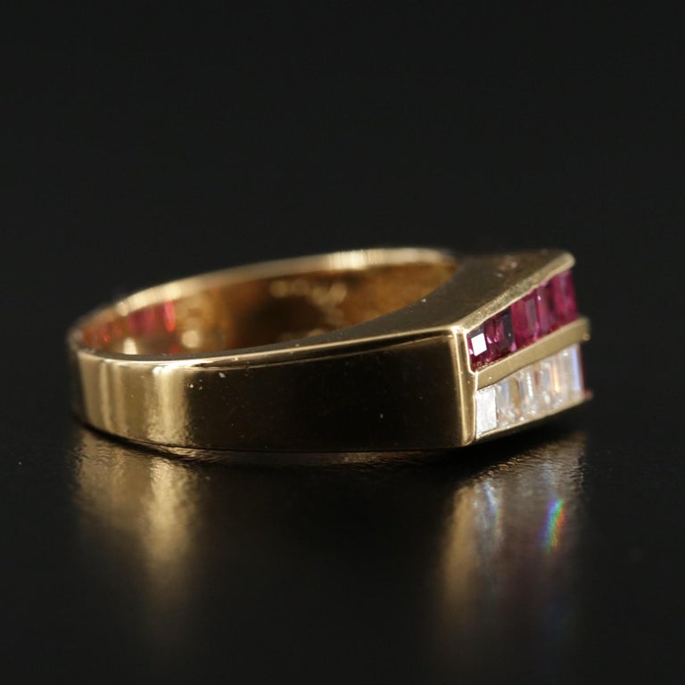 Customizable Antique Ruby Diamond Bridal Ring, Natural Diamond Yellow ...