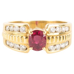 French Napoleon III Natural Pearl Ruby Diamond Duchess Ring For Sale at ...