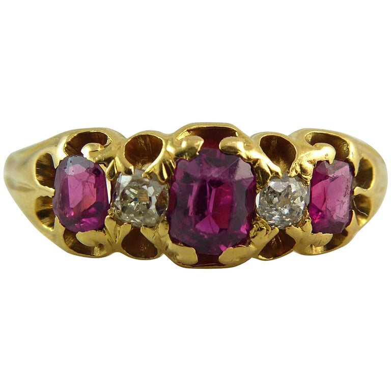 Antique Ruby Diamond Ring, circa 1873 at 1stDibs