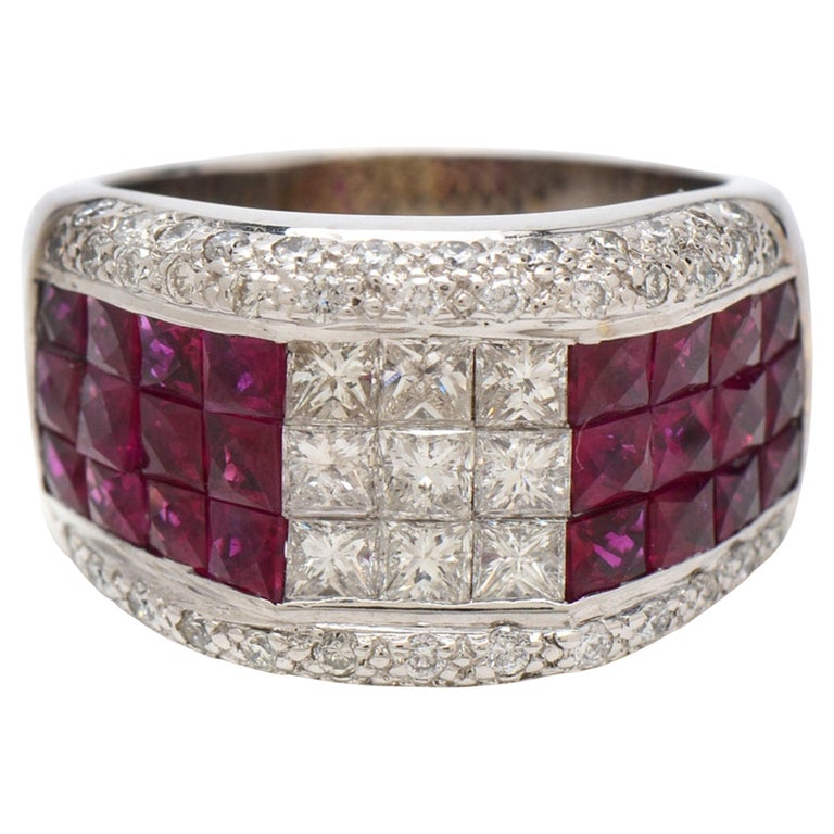 Customizable Antique Ruby Diamond Wedding Band Art Deco Ruby Diamond ...