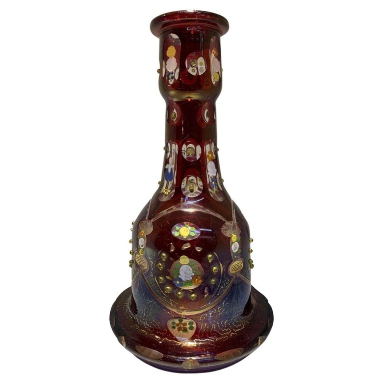 Antique Ruby Enamelled Glass Set, Bohemian for Islamic Market, 19th ...