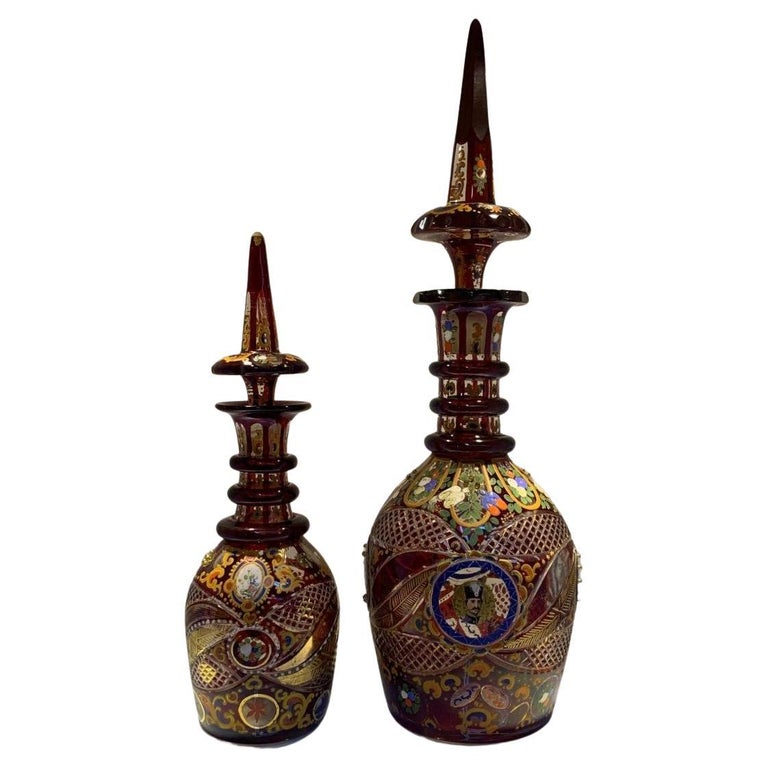 Antique Ruby Enamelled Glass Set, Bohemian for Islamic Market, 19th ...