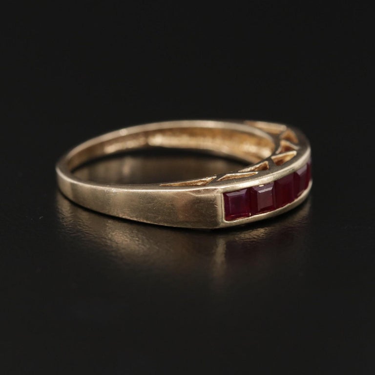 Customizable Antique Ruby Engagement Band, Ruby Wedding Band, 18K Gold ...