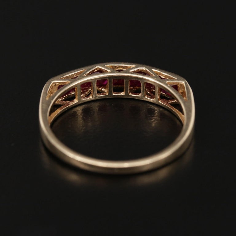 Customizable Antique Ruby Engagement Band, Ruby Wedding Band, 18K Gold ...