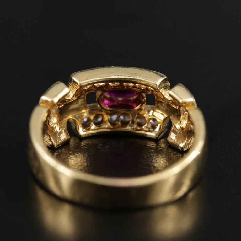 Customizable Antique Ruby Engagement Ring, Ruby Diamond Wedding Ring ...