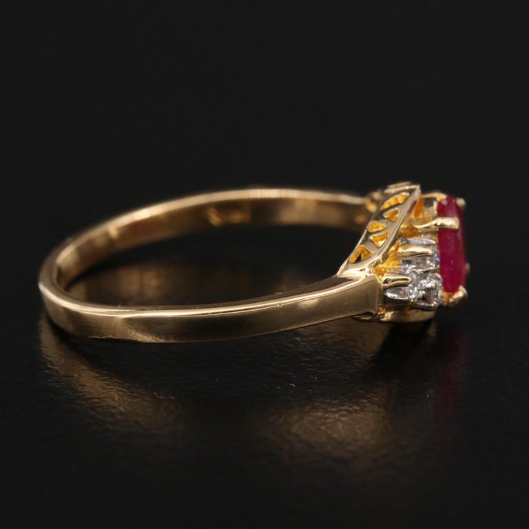 Customizable Antique Ruby Engagement Ring, Ruby Wedding Ring, 18K Gold ...