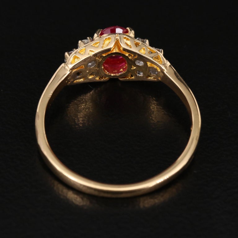 Customizable Antique Ruby Engagement Ring, Ruby Wedding Ring, 18K Gold ...