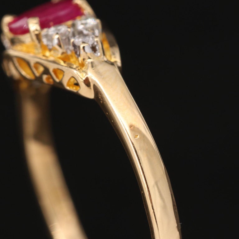 Customizable Antique Ruby Engagement Ring, Ruby Wedding Ring, 18K Gold ...