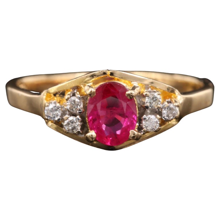 Customizable Antique Ruby Engagement Ring, Ruby Wedding Ring, 18K Gold ...