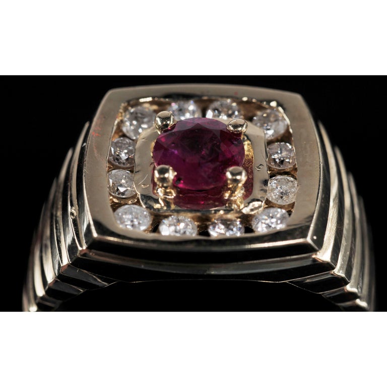 Customizable Antique Ruby Engagement Ring with a Modern Setting, Art ...