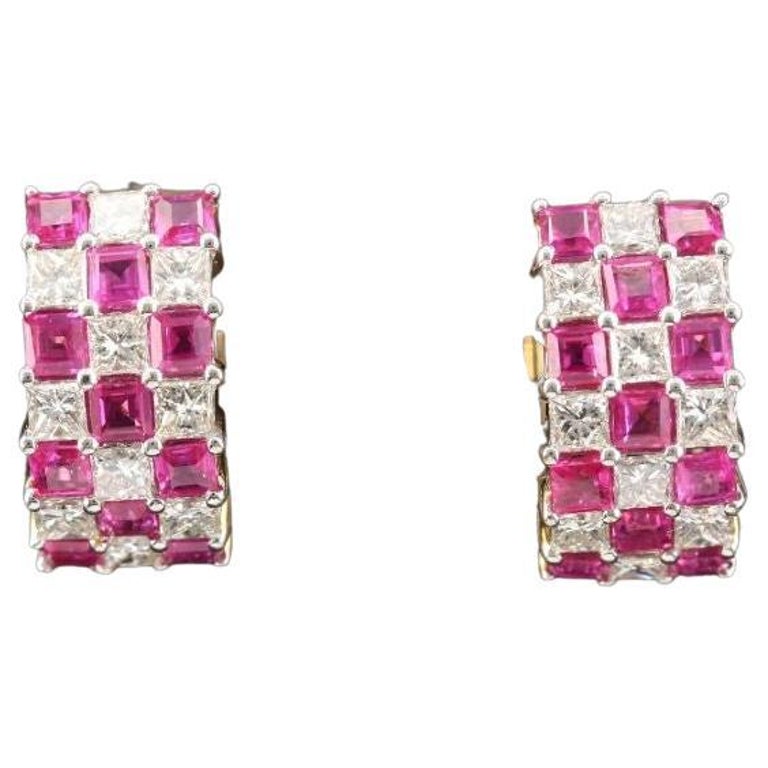 Antique Ruby Gold Earrings for her, Natural Ruby Statement Earrings For ...