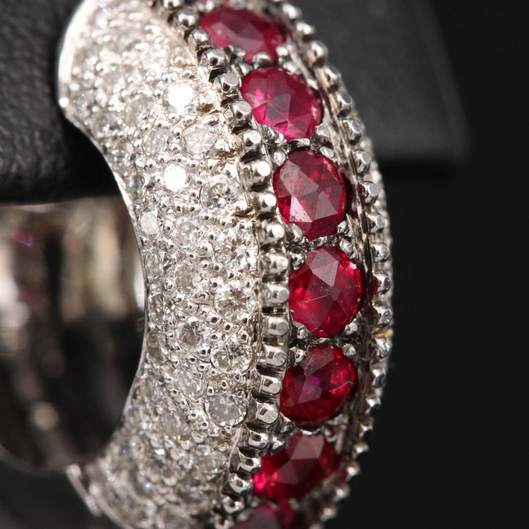 Antique Ruby Gold Earrings for women, Ruby and Diamond Earrings for her ...