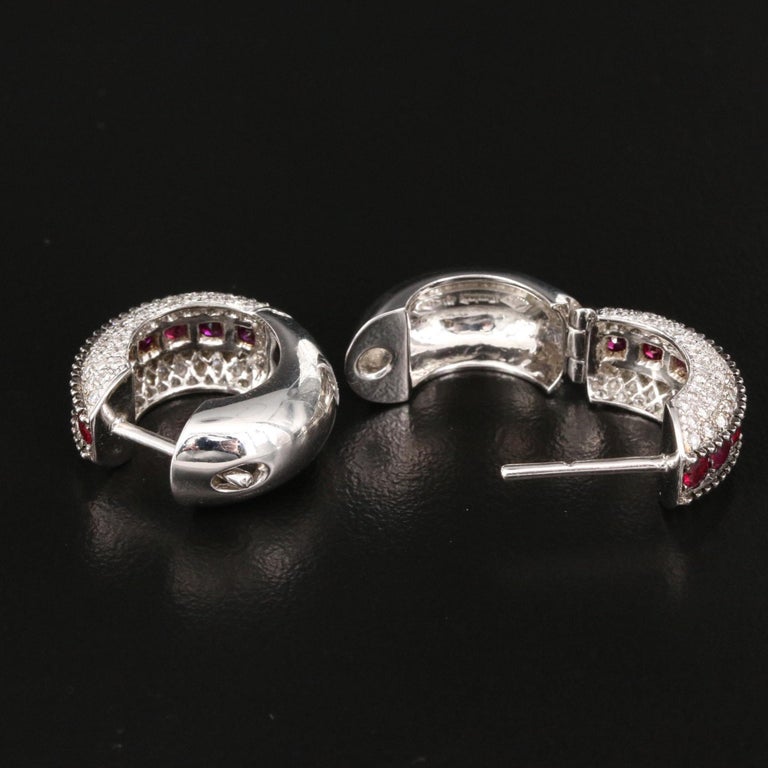 Antique Ruby Gold Earrings for women, Ruby and Diamond Earrings for her ...