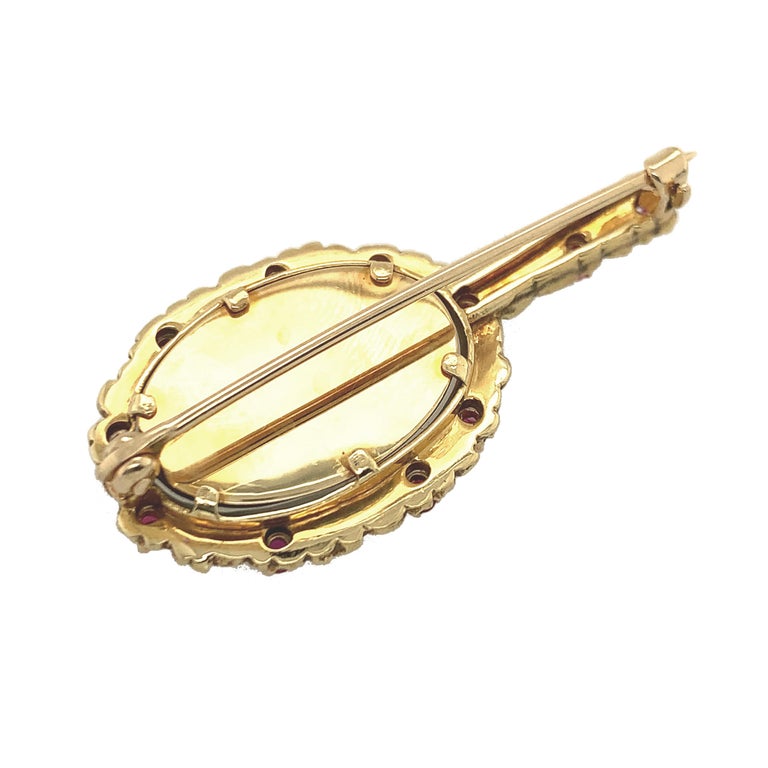 Mirror Pin Featuring rubies For Sale at 1stDibs
