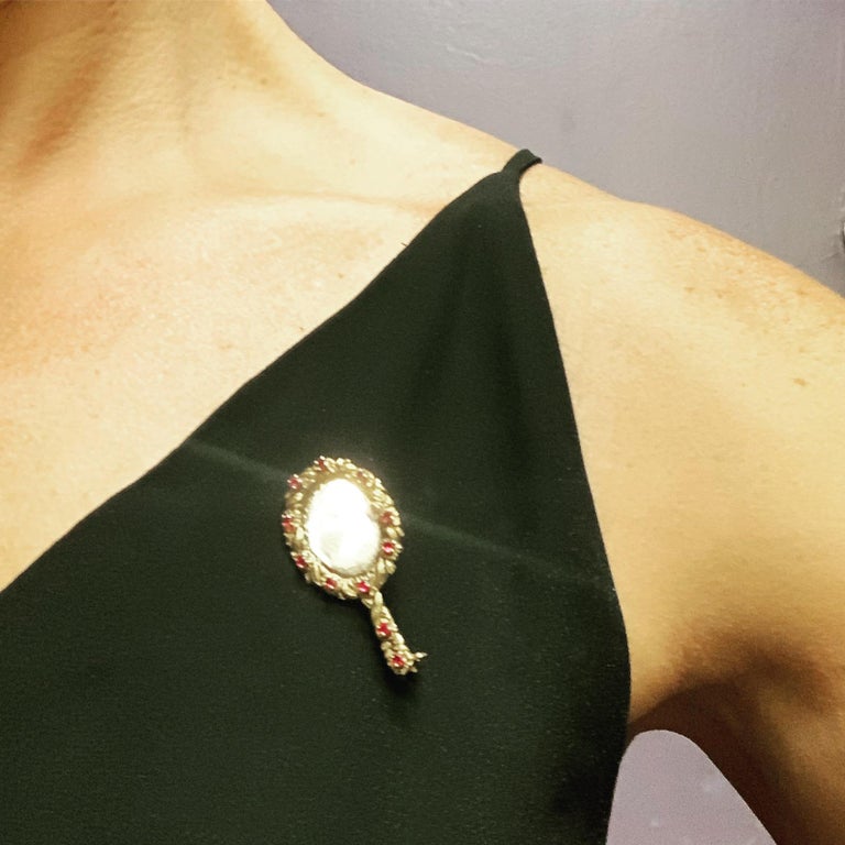 Mirror Pin Featuring rubies For Sale at 1stDibs