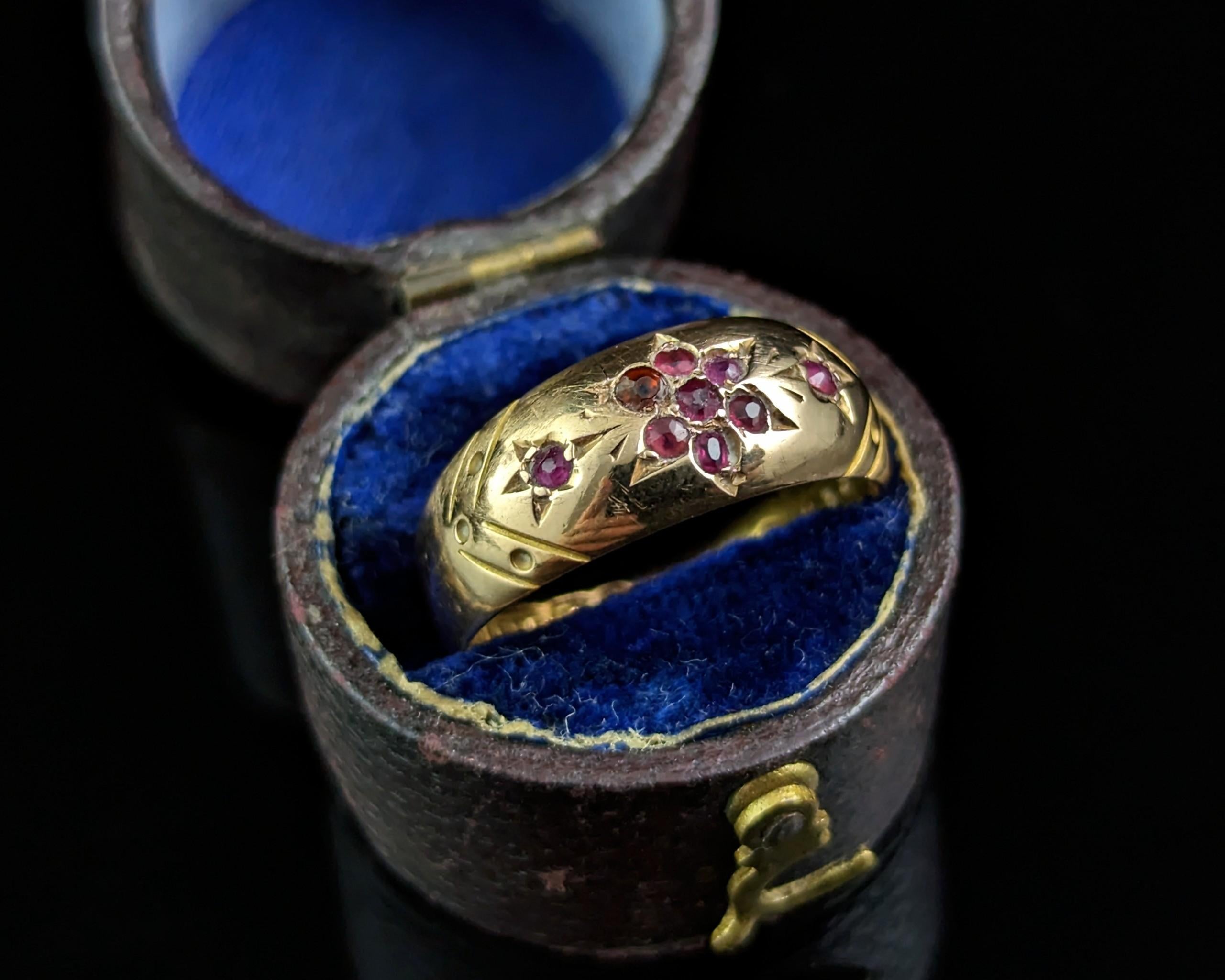 Antique Ruby gypsy set ring, 15k yellow gold, Victorian For Sale at 1stDibs