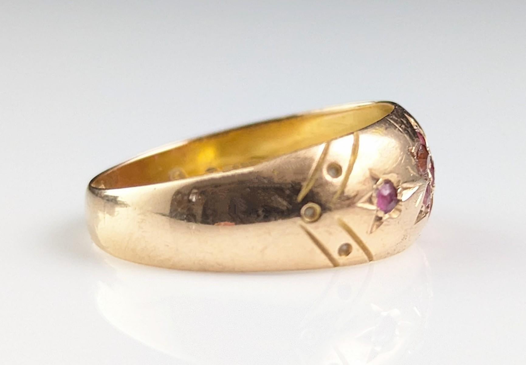 Antique Ruby gypsy set ring, 15k yellow gold, Victorian For Sale at 1stDibs
