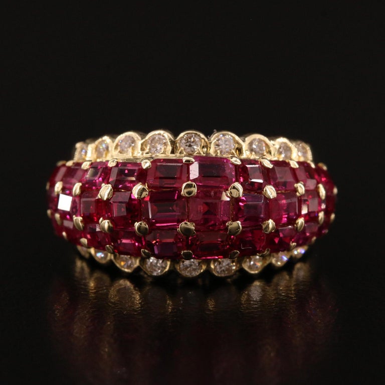 Customizable Antique Ruby Yellow Gold Wedding Band Vintage Ruby Diamond ...