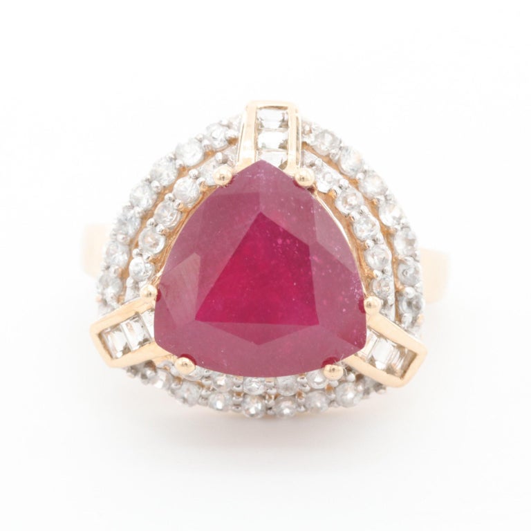 Customizable Antique Ruby and Zircon Engagement Ring, Ruby Wedding Ring, 18K Gold For Sale at ...