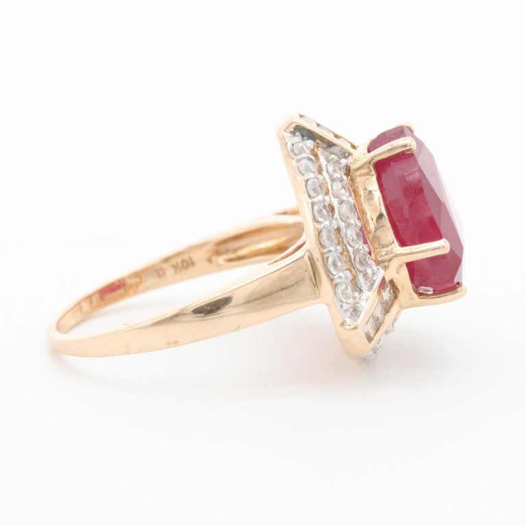 Customizable Antique Ruby and Zircon Engagement Ring, Ruby Wedding Ring ...