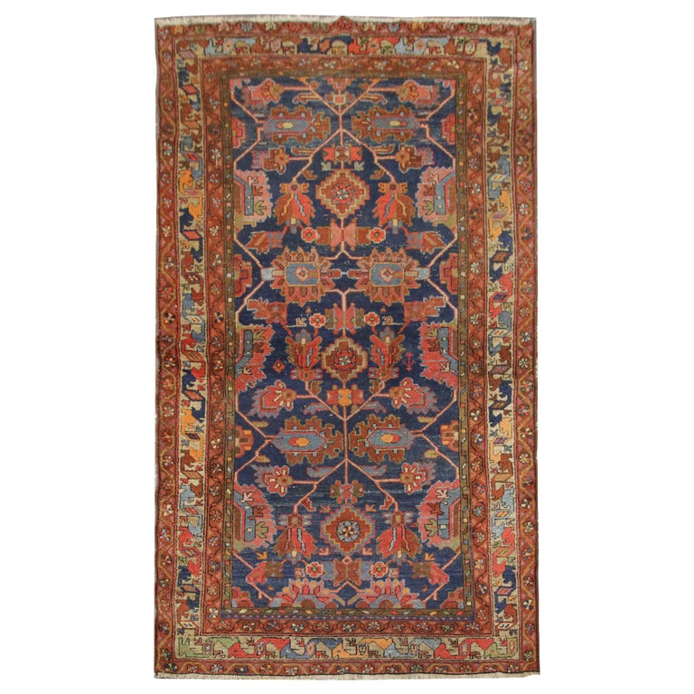 Antique Rug Caucasian Orange Wool Living Room Rugs Handmade Carpet For ...