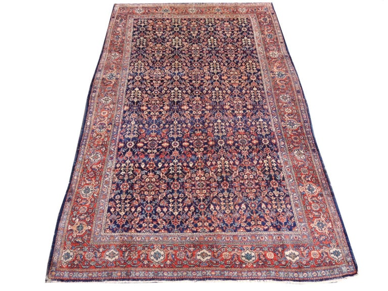 Antique Rug Early 20th Century Classic Carpet Blue and Rust For Sale at ...