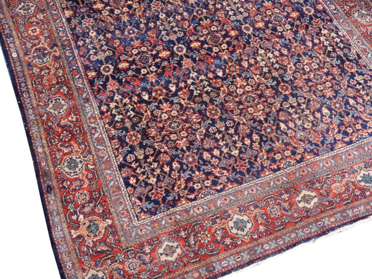 Antique Rug Early 20th Century Classic Carpet Blue and Rust For Sale at ...