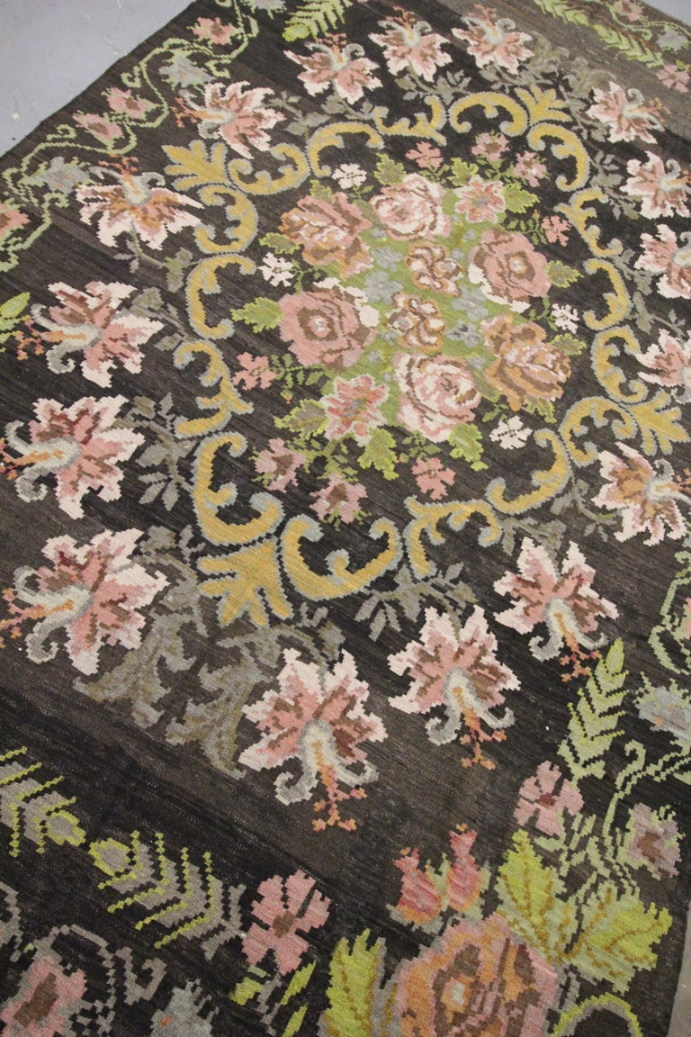 Antique Rugs Moldavian Kilim Traditional Floral Carpet Wool Area Rug at ...