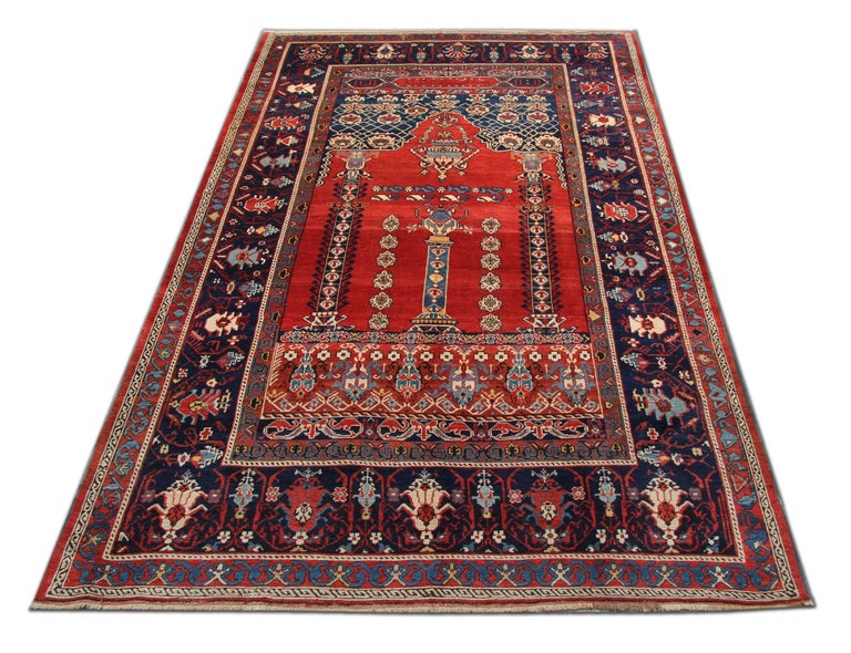 Rare Antique Rugs, Red Handmade Carpet, Caucasian Shirvan Mihrabi Rugs ...
