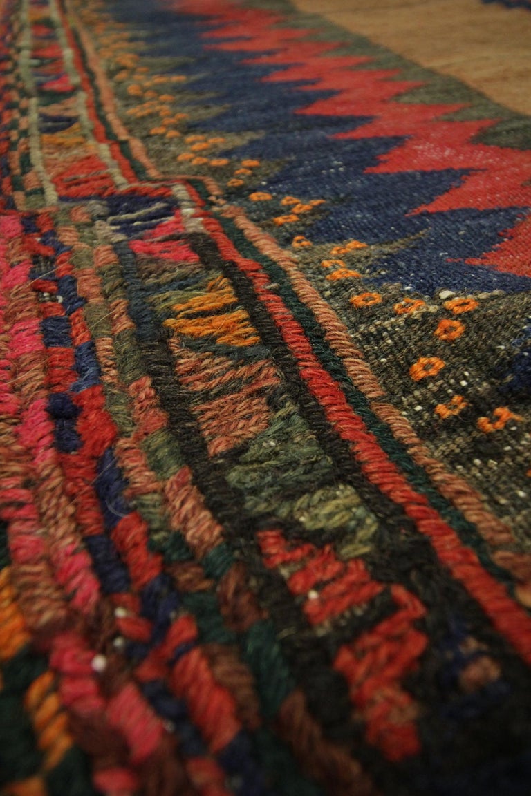 Antique Rugs, Brown "Sofreh" Wool Carpet, Small Square Kilims Area Rug ...