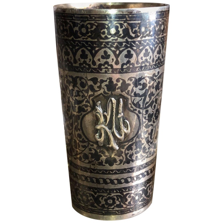 Antique Russian 1854 Niello Shot Vodka Glass Cup For Sale At 1stdibs