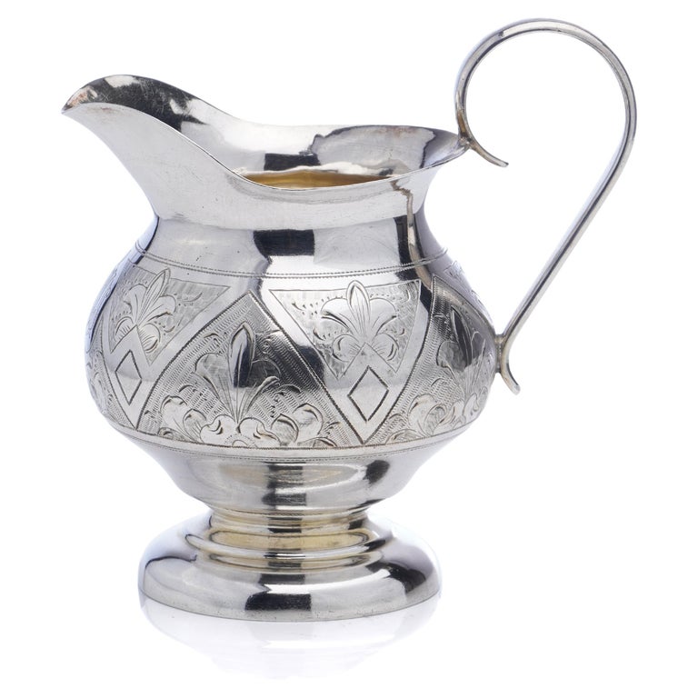 Antique Russian 84 Silver Cream Jug with Handle by Ivan Sveshnikov For ...
