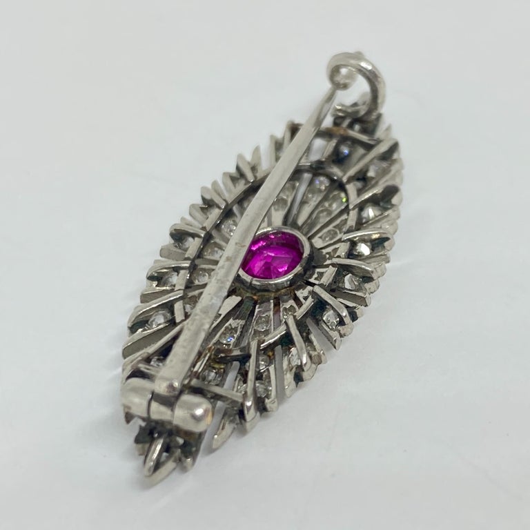 Antique Russian Burma Ruby and Diamond Brooch Pin Platinum, circa 1890 ...