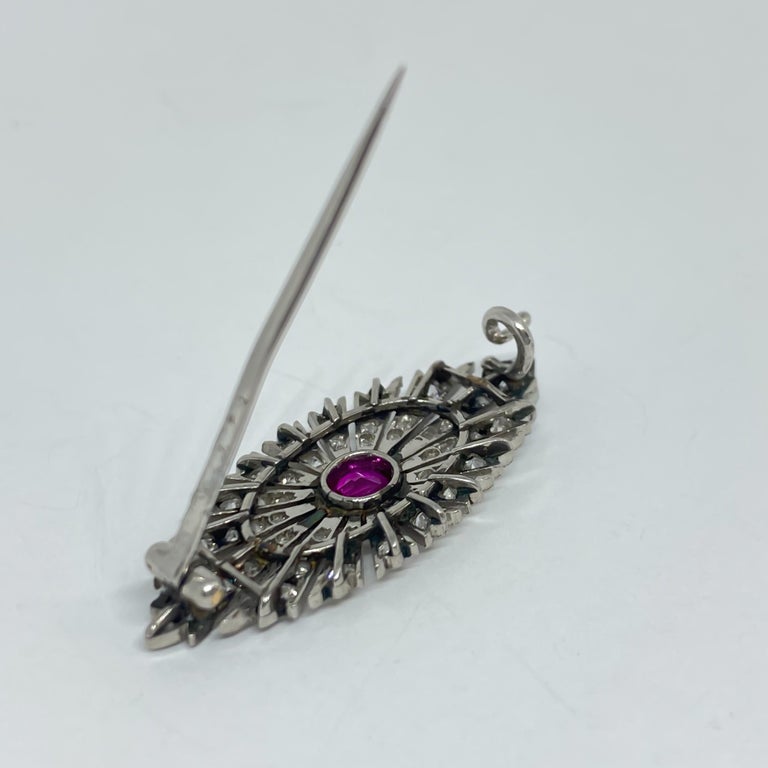 Antique Russian Burma Ruby and Diamond Brooch Pin Platinum, circa 1890 ...