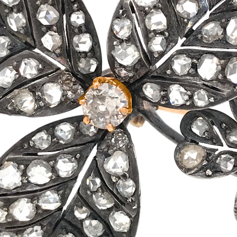 Antique Russian Clover Motif Diamond Brooch at 1stDibs