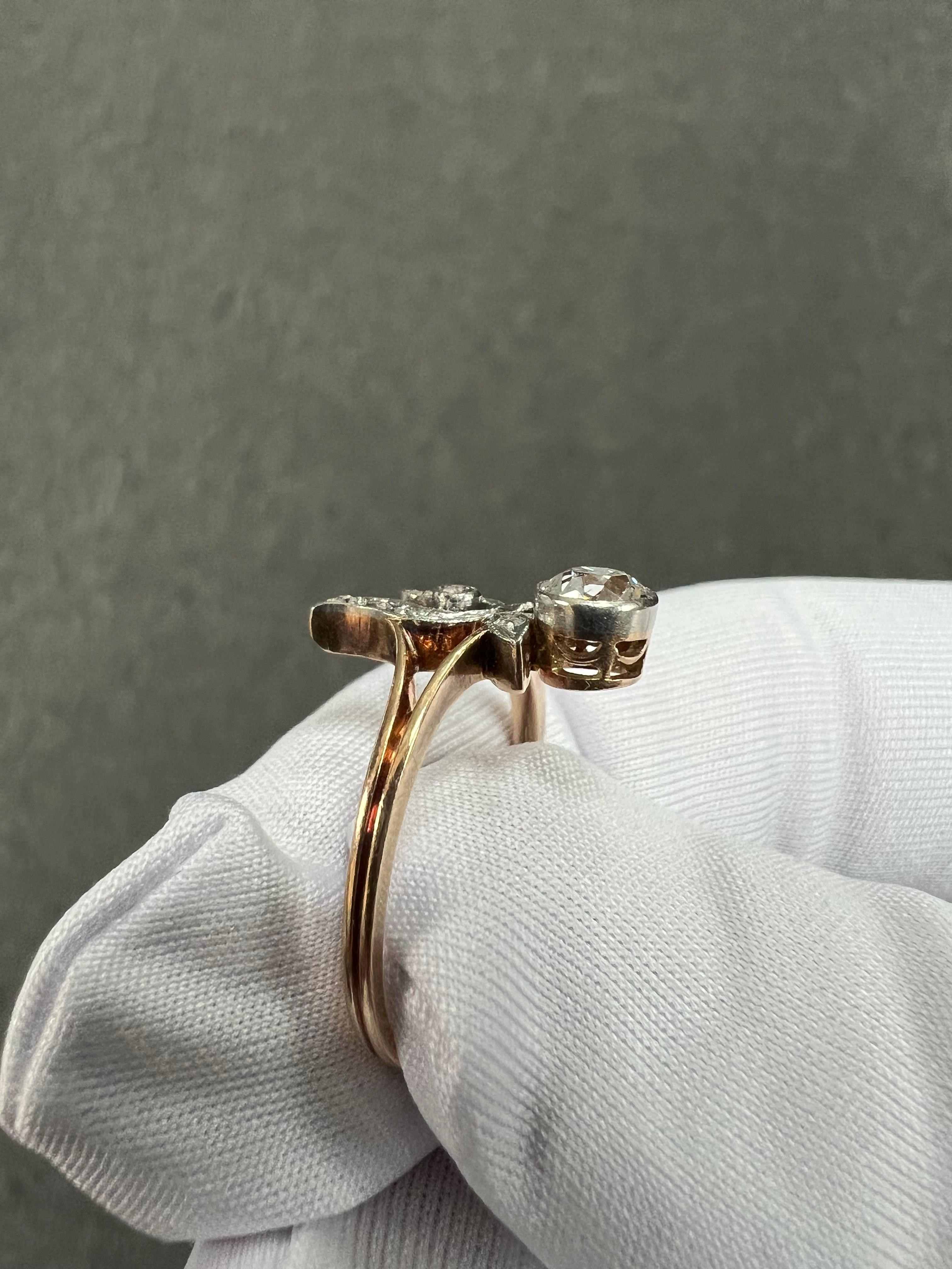 Antique Russian Diamond Yellow Gold Engagement Ring Circa 1910 For Sale ...