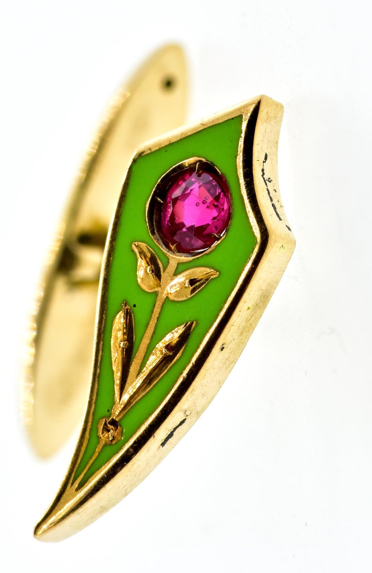 Antique Russian Enamel and Ruby Cufflinks, circa 1895 For Sale at 1stDibs