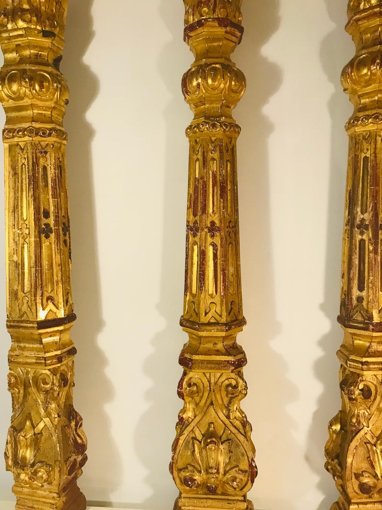 Antique Gilded Church Columns Set of 3 pcs For Sale at 1stDibs