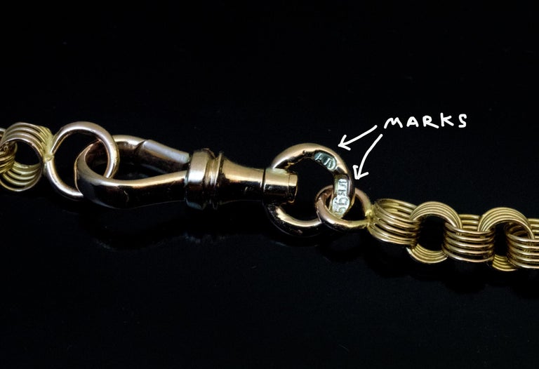 Antique Russian Gold Flat Link Chain Necklace For Sale at 1stDibs