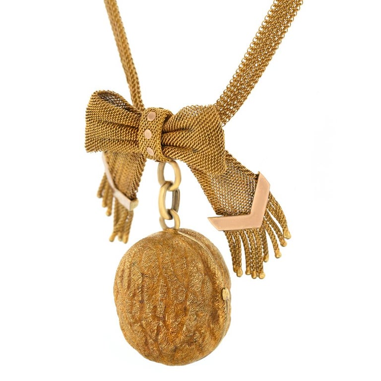 Antique Russian Gold Walnut Necklace at 1stDibs