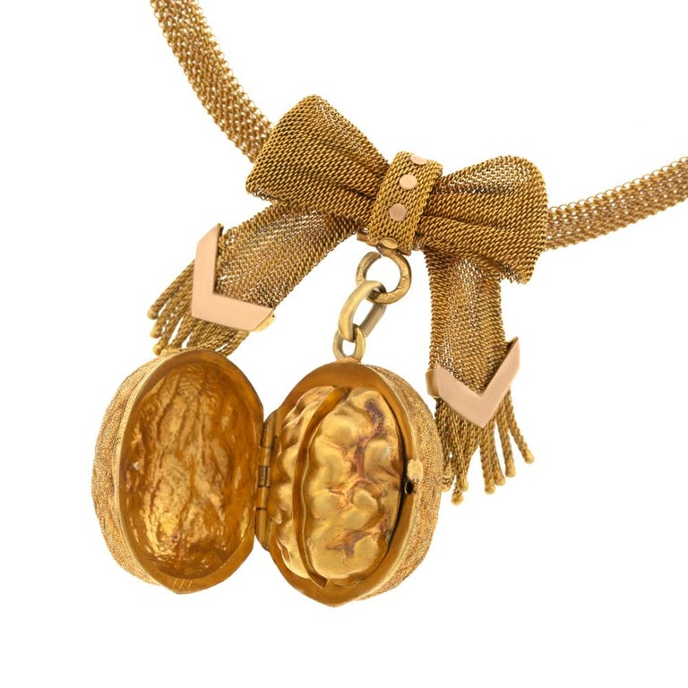 Antique Russian Gold Walnut Necklace at 1stDibs
