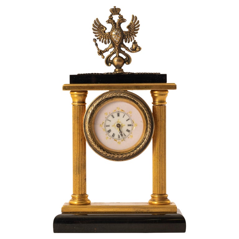 Antique Russian Imperial Faberge Silver Gilt Diamond Clock Feodor ...