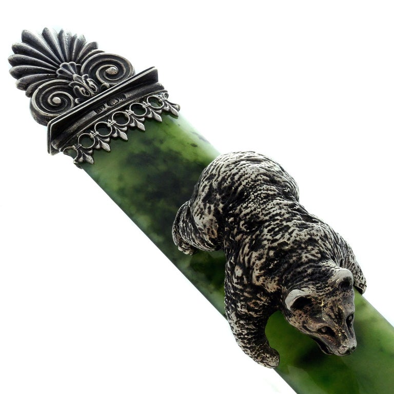 Antique Russian Imperial Nephrite Sterling Silver Bear Letter Opener ...